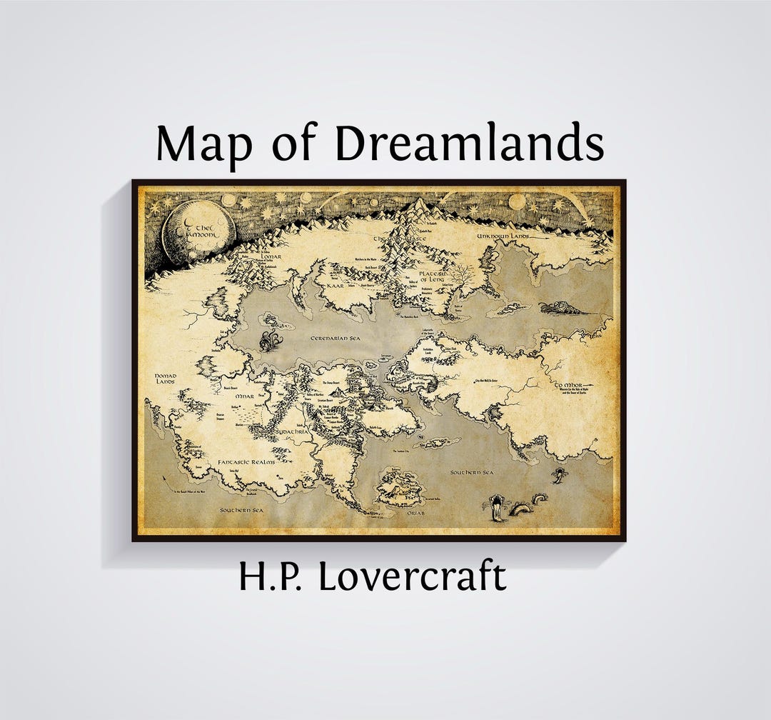H.P. Lovercraft - Map of Dreamlands Poster, Wall Art, the Dreamlands ...