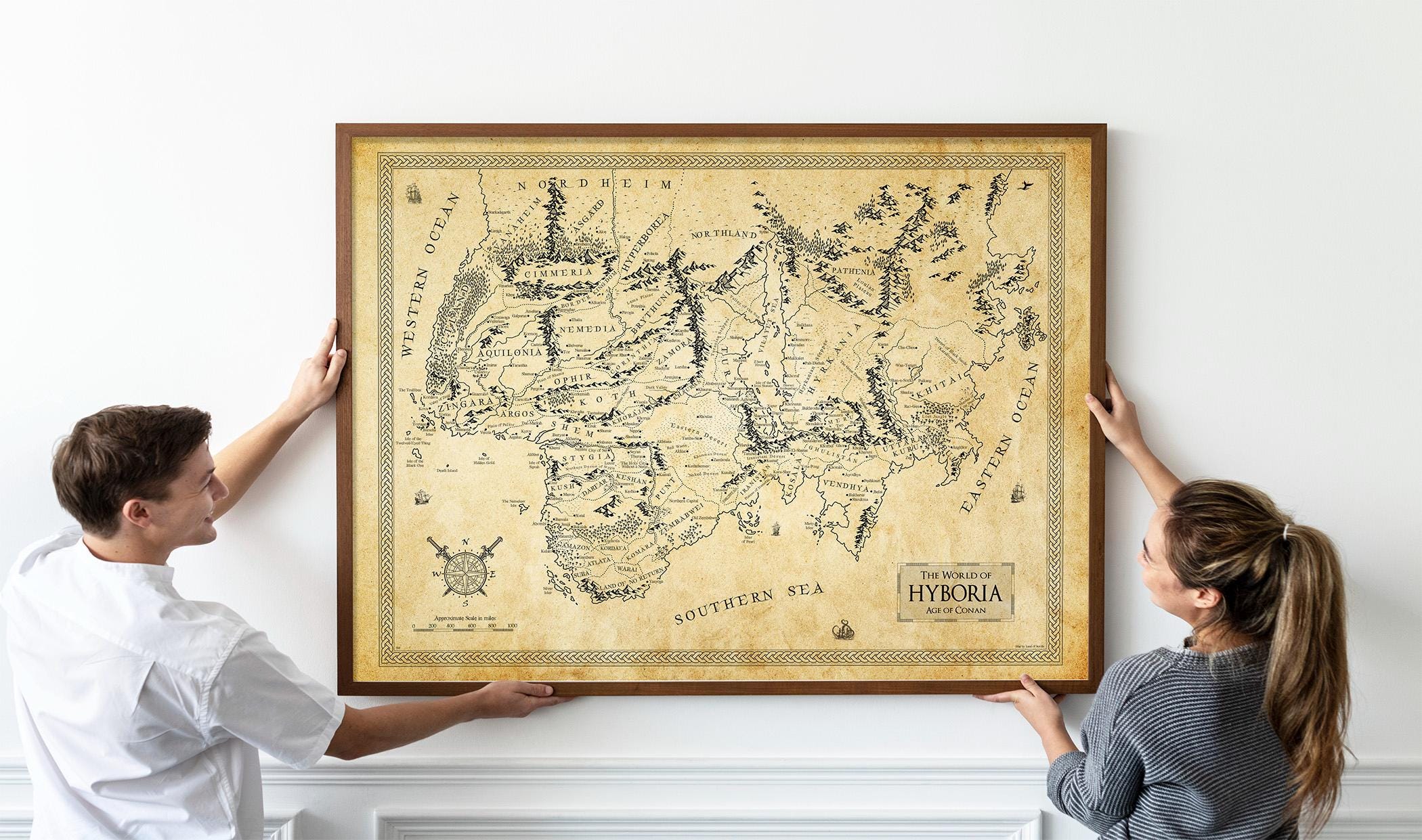 Conan Map of Hyboria Print: Robert E. Howard Fantasy Art Poster ...
