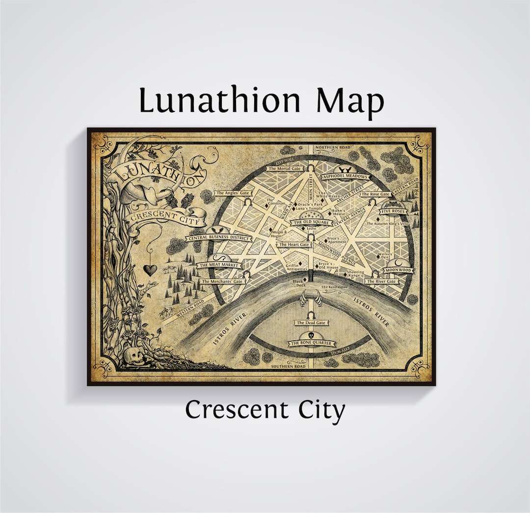 Crescent City Map Print: Lunathion Map Poster, Fantasy Wall Art - Etsy UK
