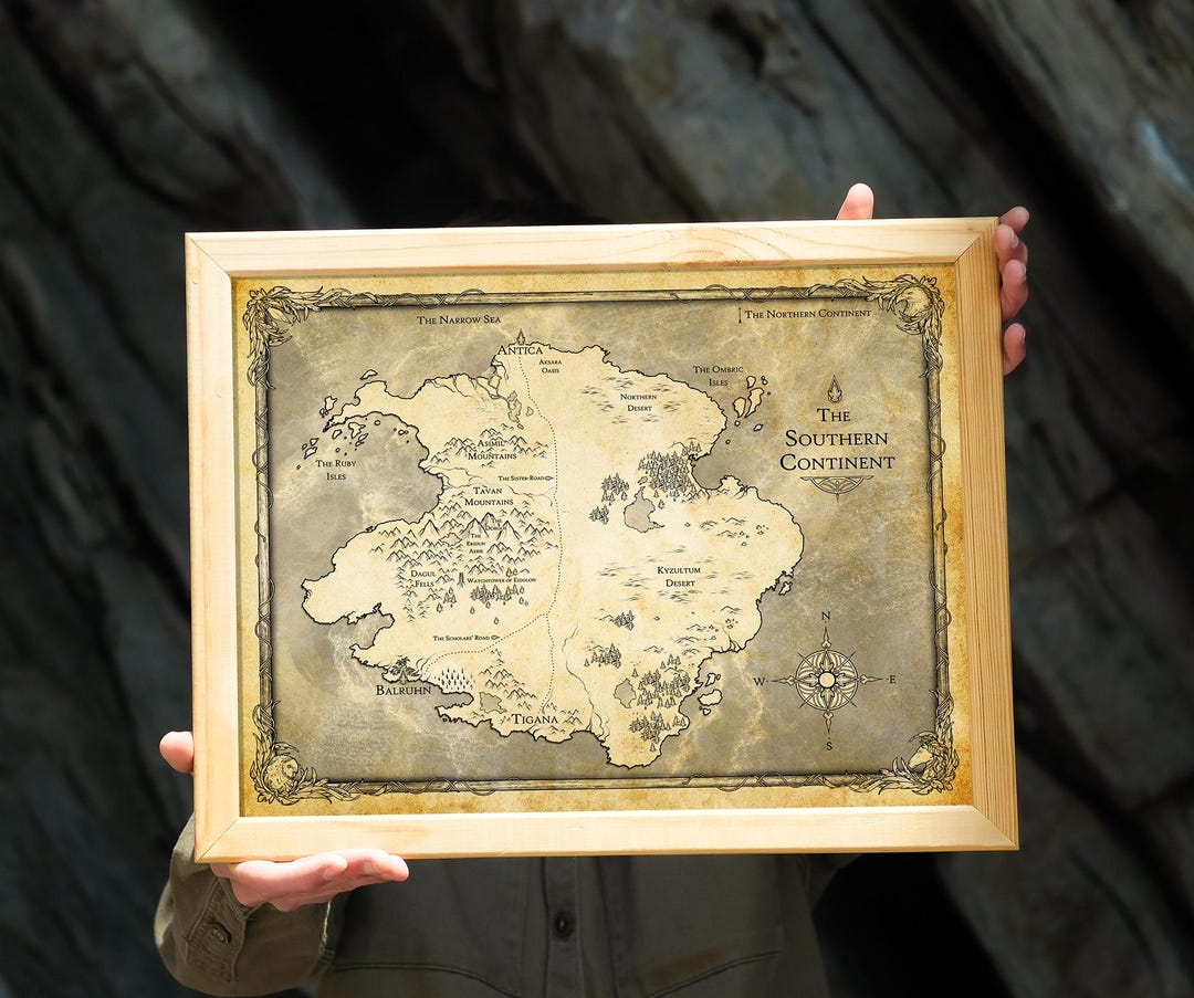 Tower of Dawn Map Print, the Southern Continent Map Poster, Throne of ...