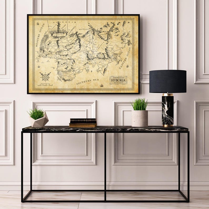 Conan Map of Hyboria Print: Robert E. Howard Fantasy Art Poster ...
