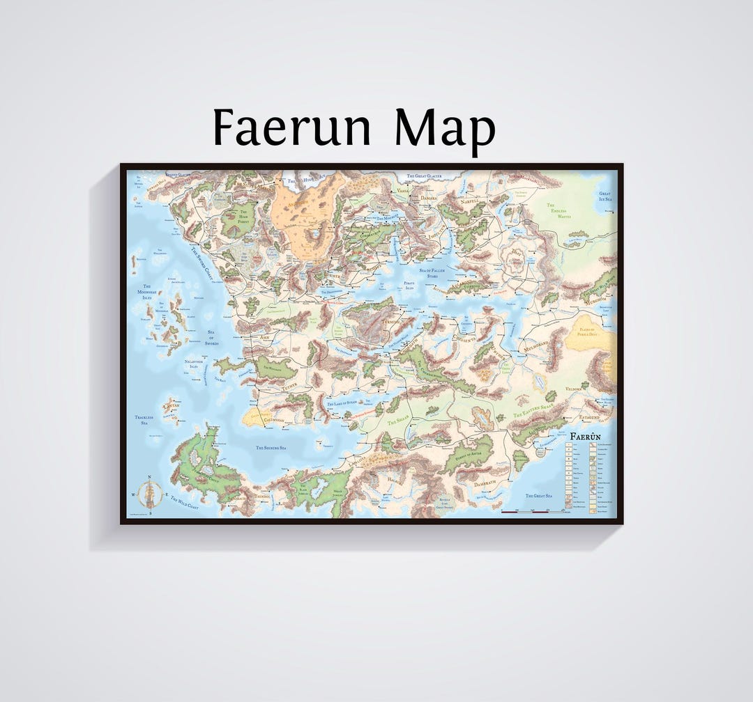 Faerun Map Poster, Dnd Map of Faerun Print, Forgotten Realms Map ...