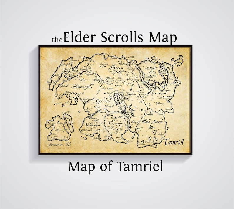 Tamriel Map Print: the Elder Scrolls Skyrim Poster, TES Gift - Etsy