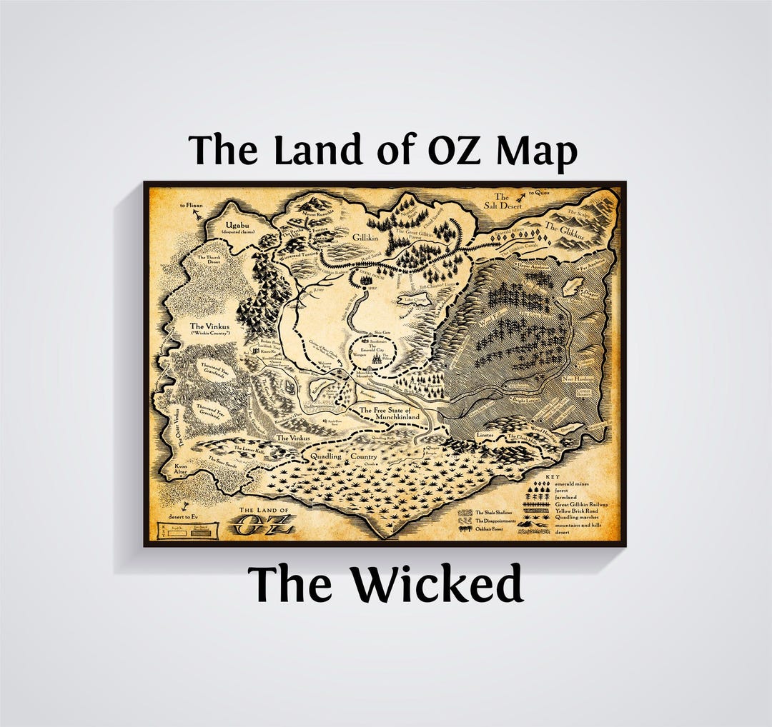 The Wicked Poster, Wizard of Oz Map Print: Emerald City Fantasy Art - Etsy