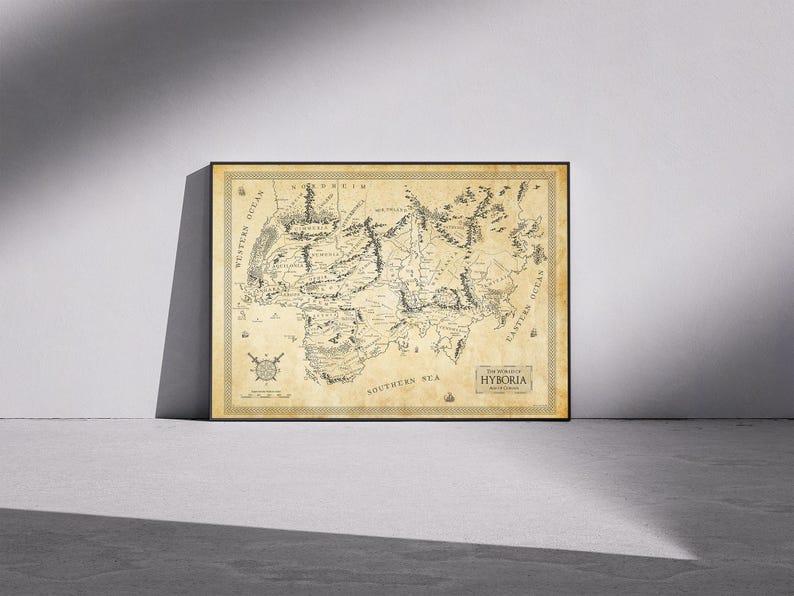 Conan Map of Hyboria Print: Robert E. Howard Fantasy Art Poster ...