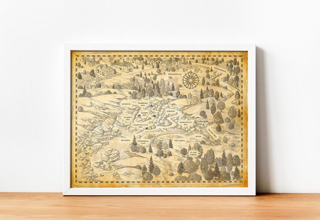 Warrior Cats Print - Map of the Deepsands Gorge, Warrior Book Map ...