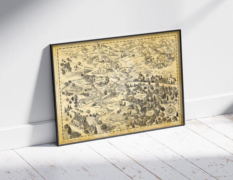 Warrior Cats Map Print: Forest Territories Poster, Book Lover Gift, Cat ...