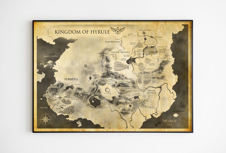 Hyrule Map Print: Legend of Zelda Game Room Decor - Etsy