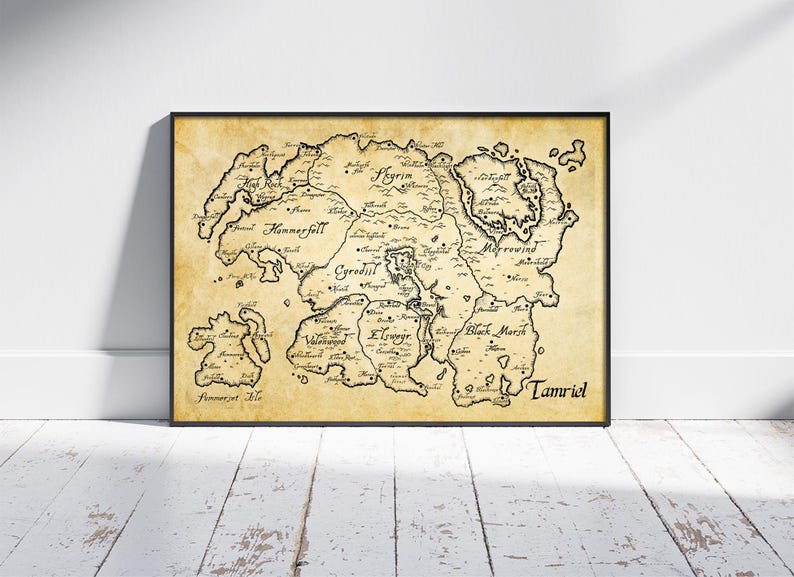 Tamriel Map Print: the Elder Scrolls Skyrim Poster, TES Gift - Etsy