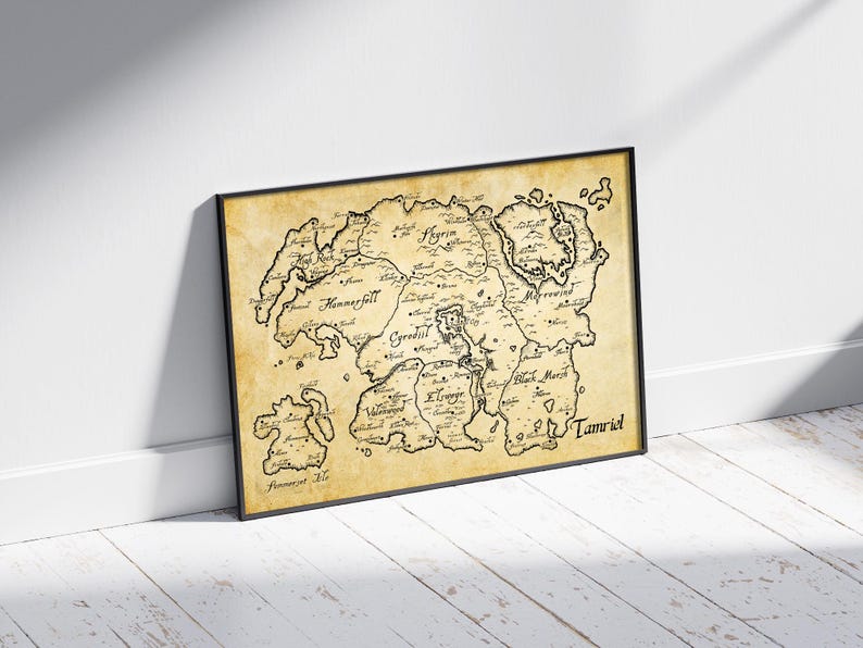 Tamriel Map Print: the Elder Scrolls Skyrim Poster, TES Gift - Etsy