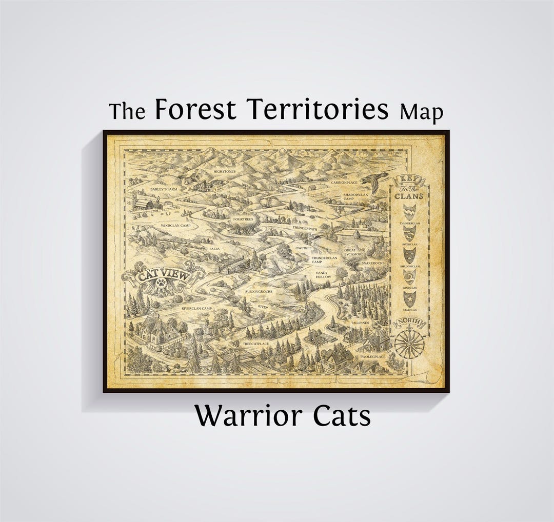 The Forest Territories Map - Cat Warriors Print, the Old Territories ...