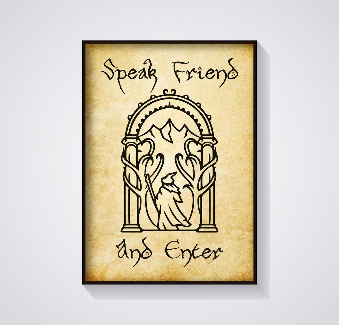 Durin's Door Hobbit Poster, Speak Friend and Enter, LOTR Art - Etsy