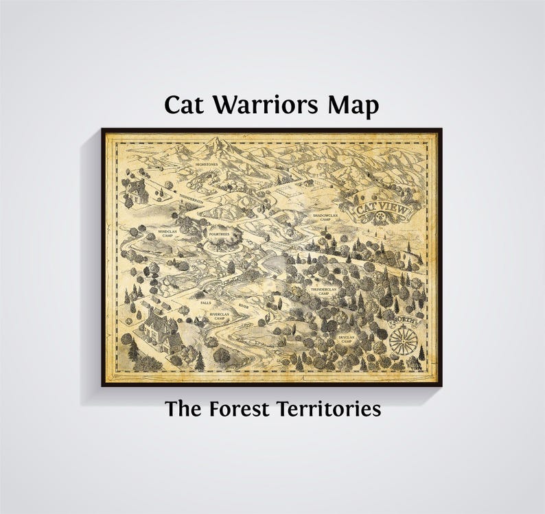 Warrior Cats Map Print: Forest Territories Poster, Book Lover Gift, Cat ...