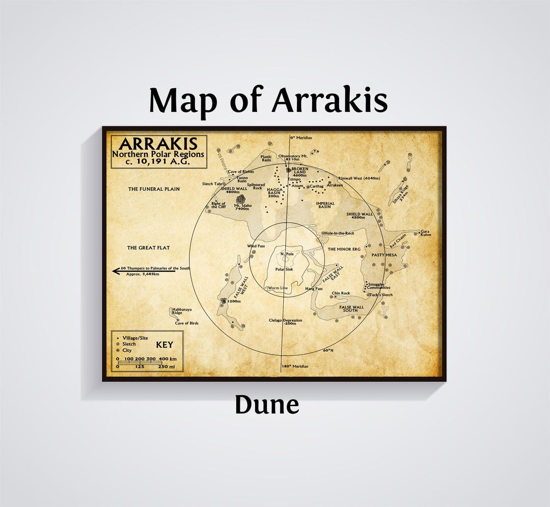Map of Arrakis Print, Dune Poster, Planet Arrakis Map of Northern Polar ...