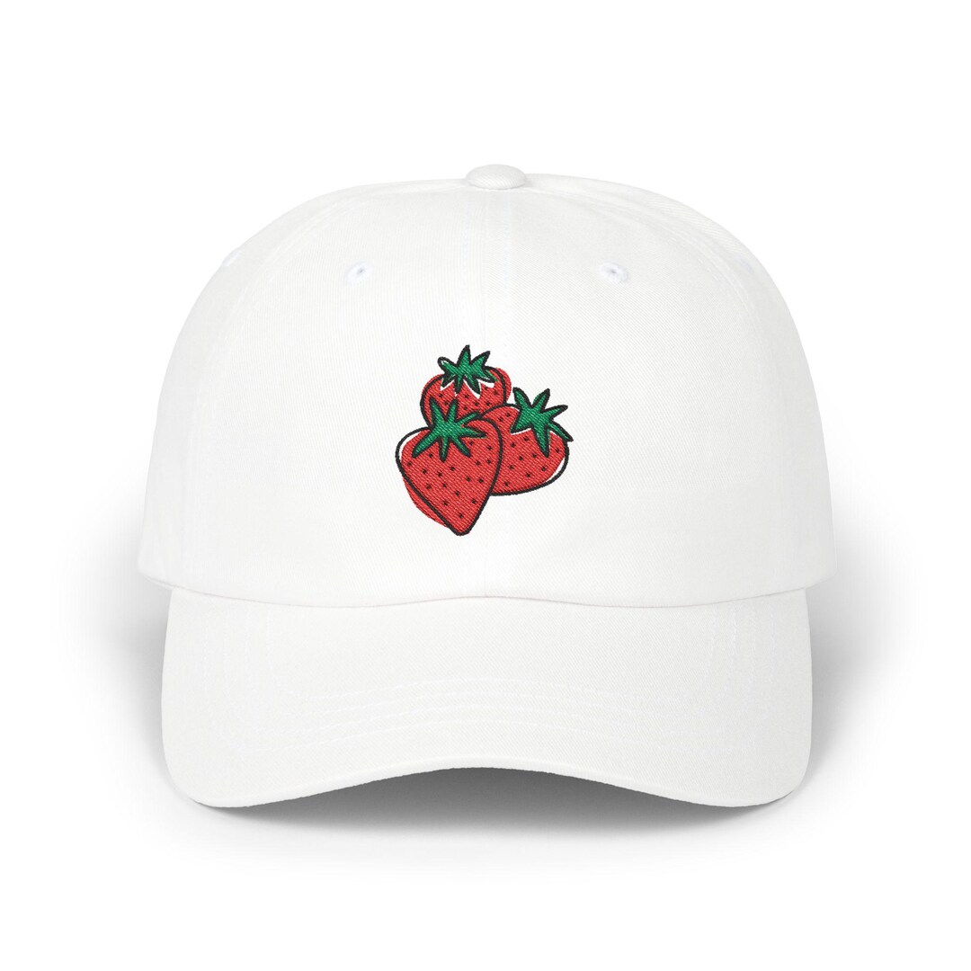 Strawberry Hat - Embroidered Strawberries Cap - Pink or White - Etsy