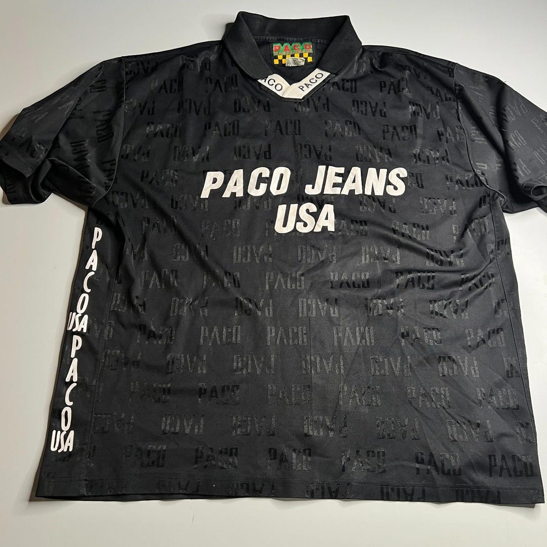 Vintage Paco Jeans USA Black Logo Shirt 90s Y2K Streetwear Made in ...
