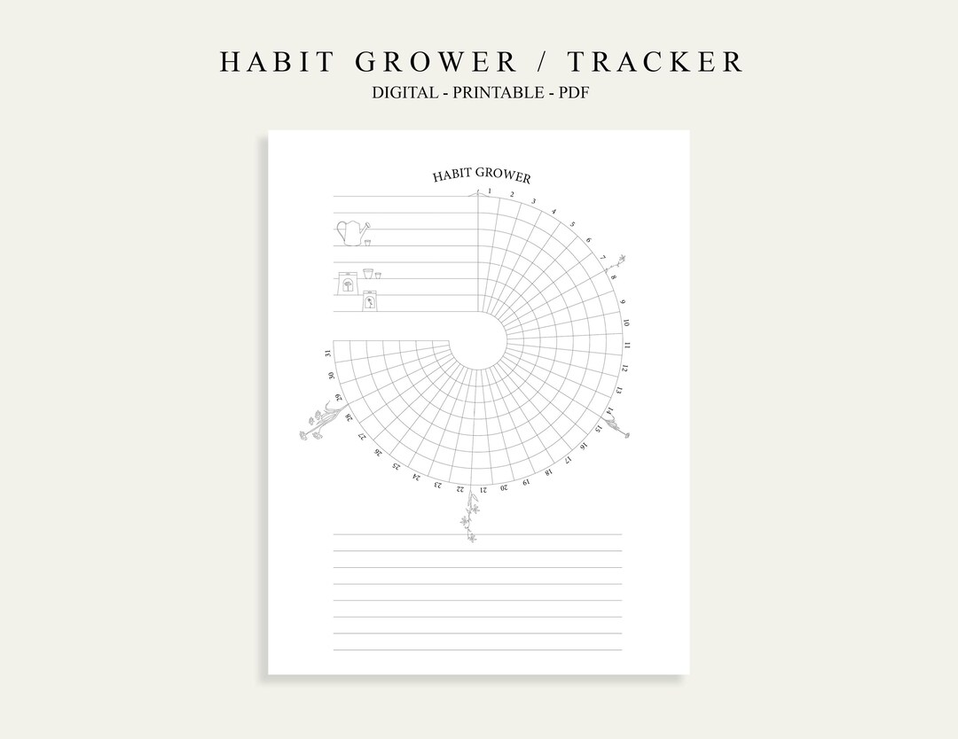 Monthly Habit Grower - Printable Habit Tracker Template, Routine ...