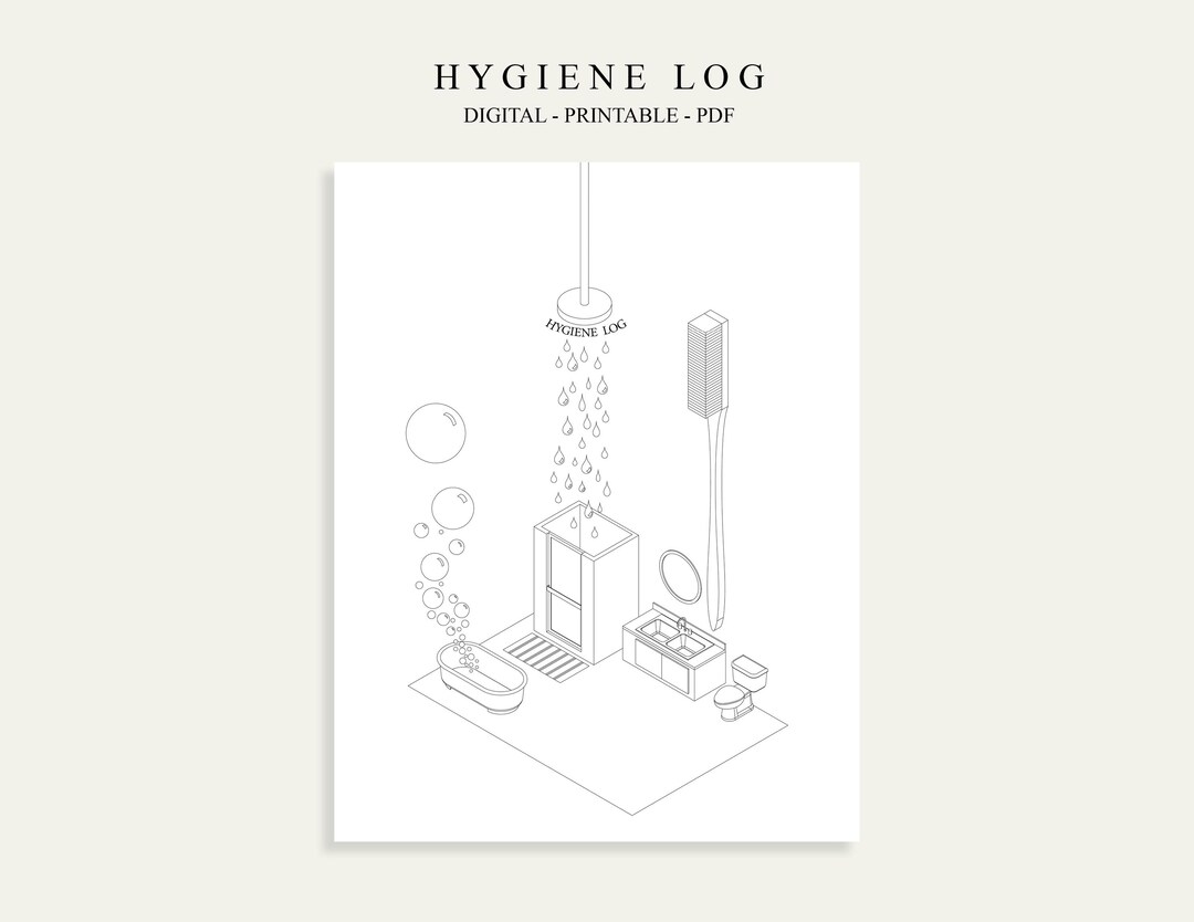 Hygiene Log - Printable Coloring Template, Routine Tracker, 31 Day Self ...