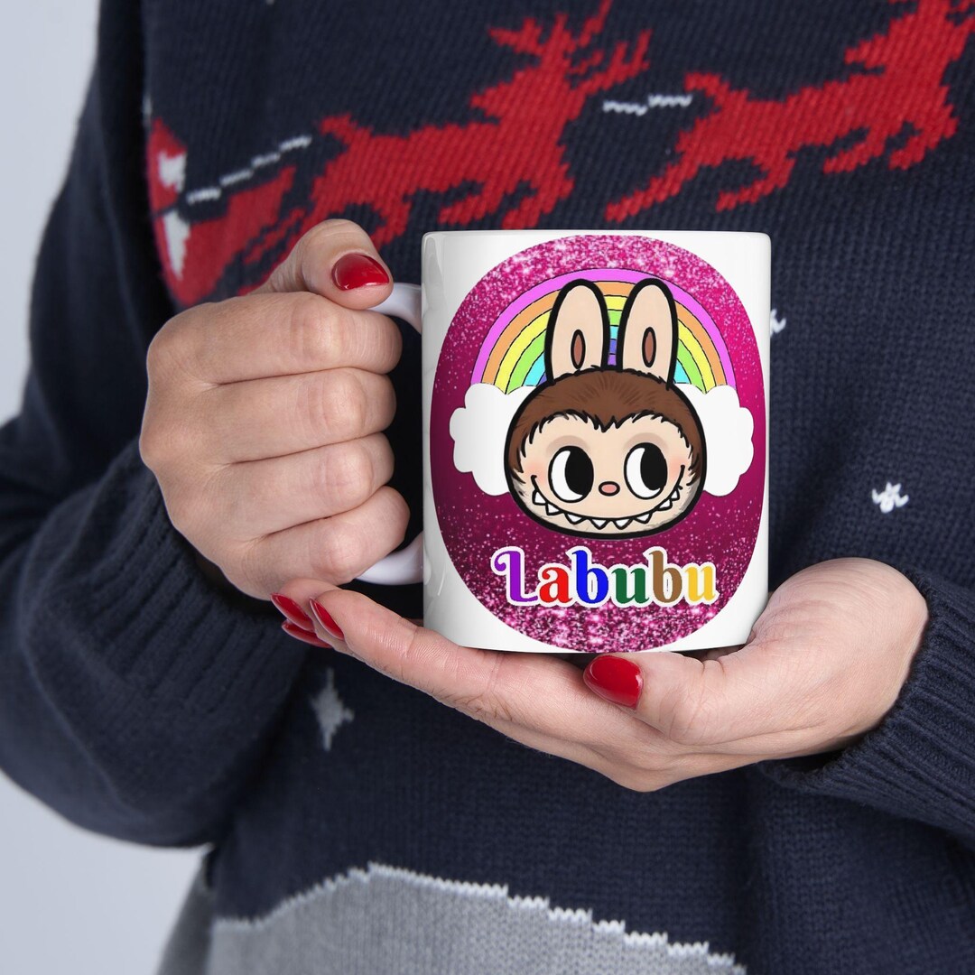 Labubu Rainbow Mug Whimsical Ceramic Coffee Cup With Cute Character ...