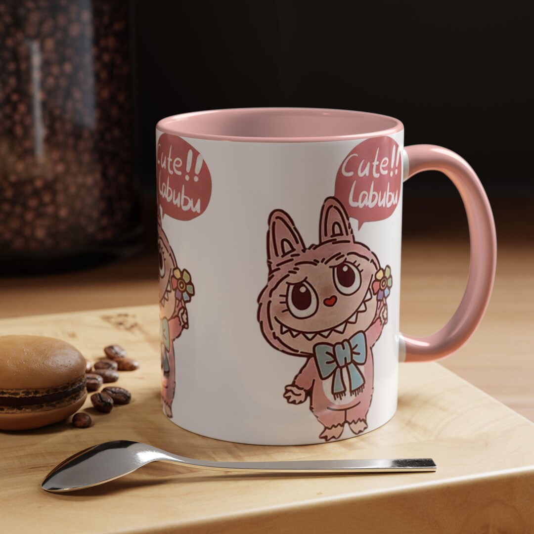 Labubu Accent Coffee Mug | Cute Bunny Mug for Animal Lovers | Kawaii ...
