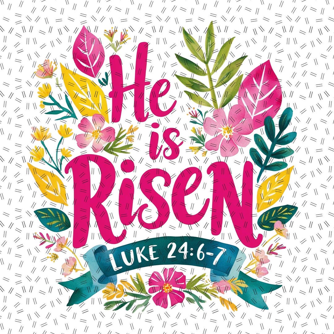 Christian Easter Graphics, He is Risen, Floral Resurrection PNG, Jesus ...