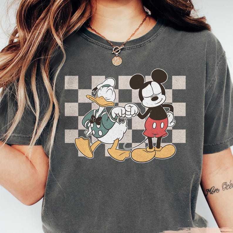 Retro 90s Mickey Mouse and Donald Duck Fist Bump T-shirt, Disney ...