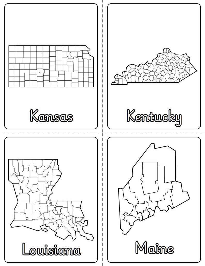 50 States Digital Coloring Book – Printable US State Pages for Kids ...