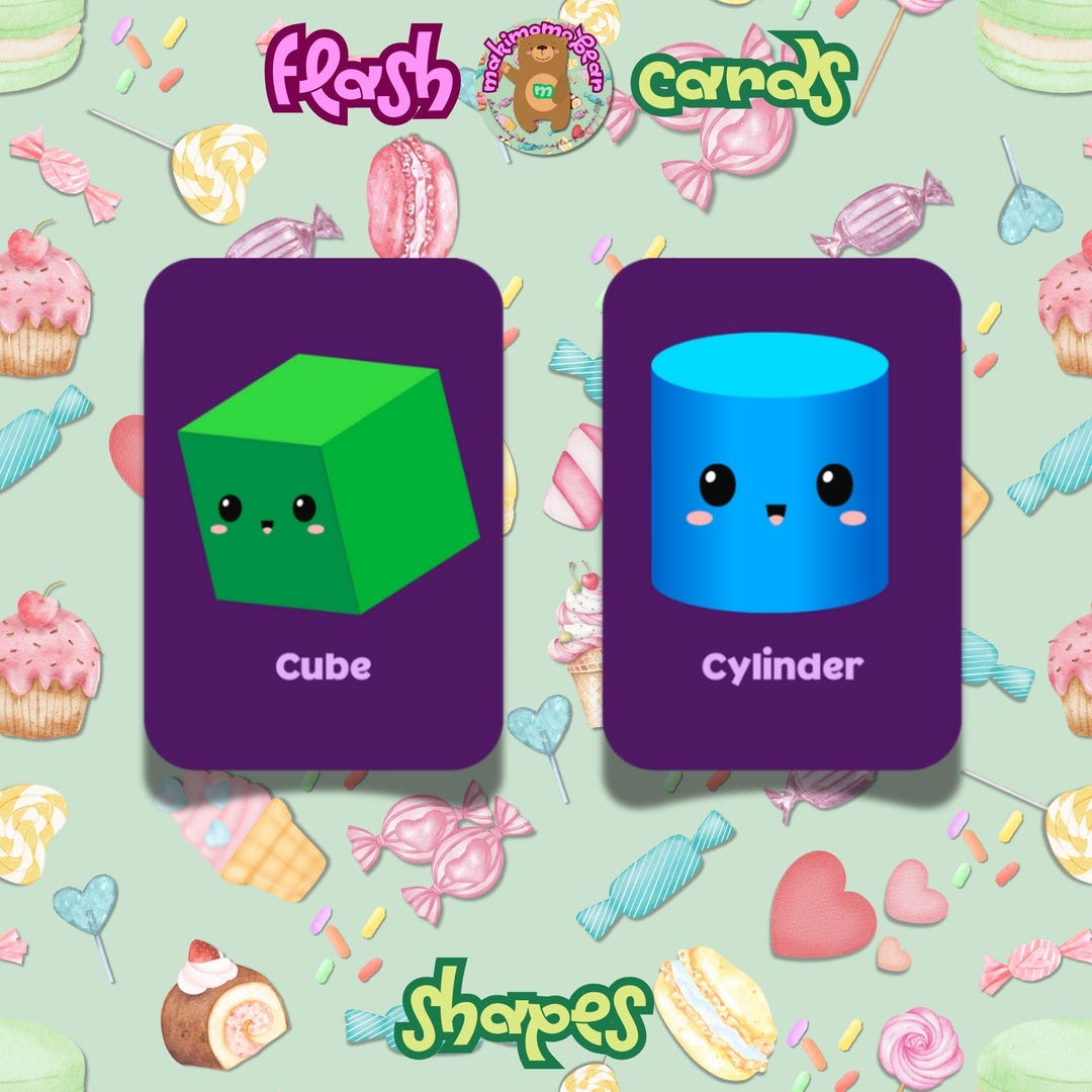 2x3 Inch Shape Flashcards | 24 Unique Shapes | Printable Learning Cards ...