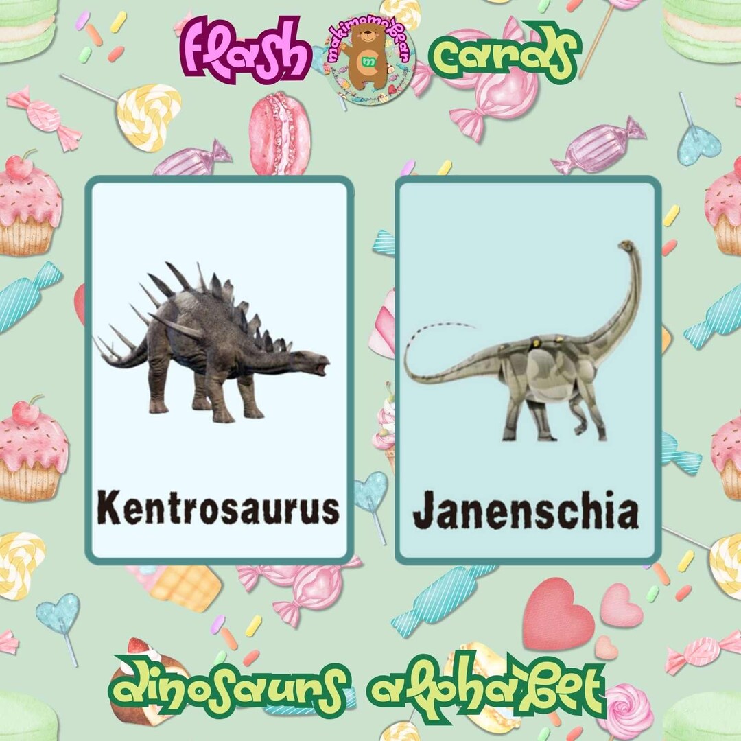 Tiny Dino ABC Flashcards (2x3") | A-Z Dinosaur Illustrations ...