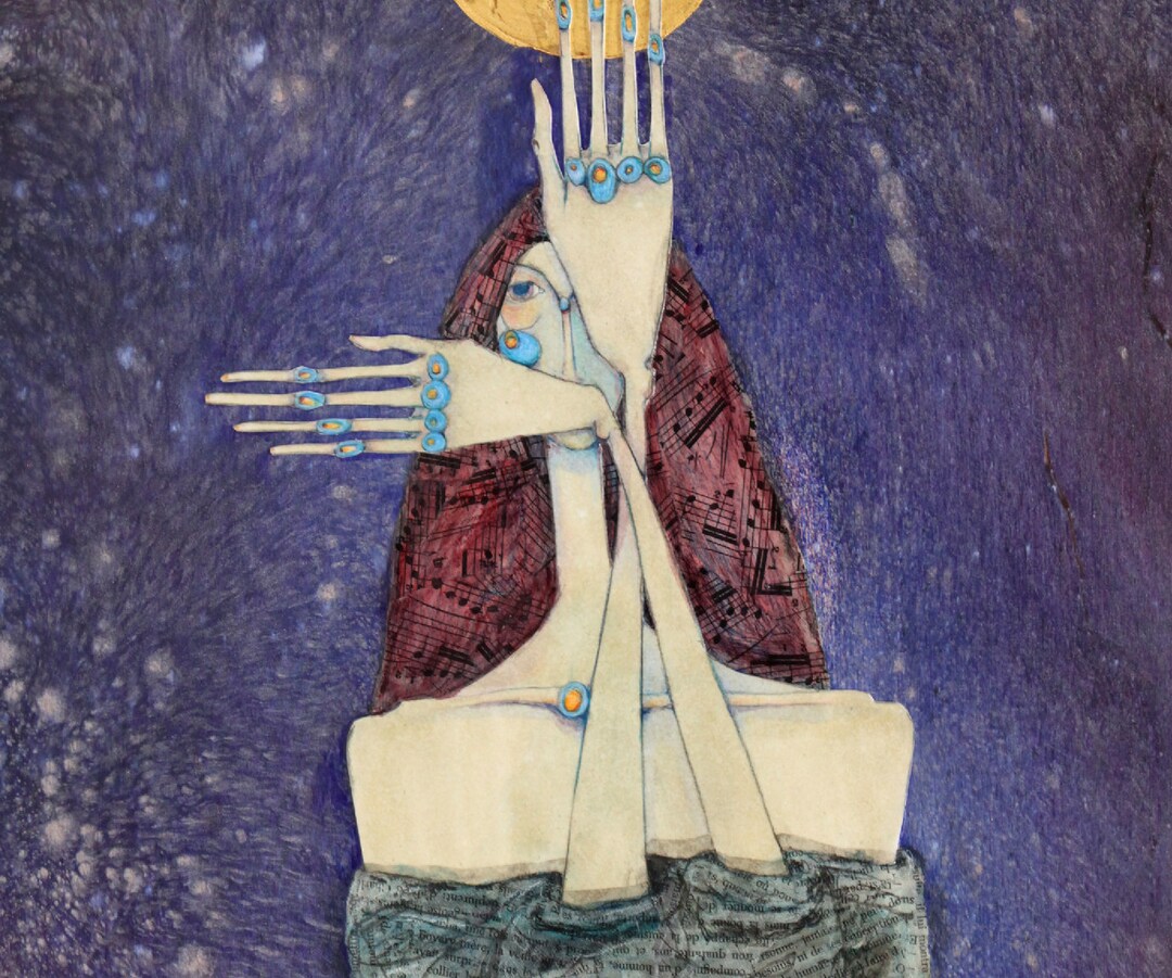 Oracle Woman With Hand Mask Art Print, Witchy Art, Mythological Style ...