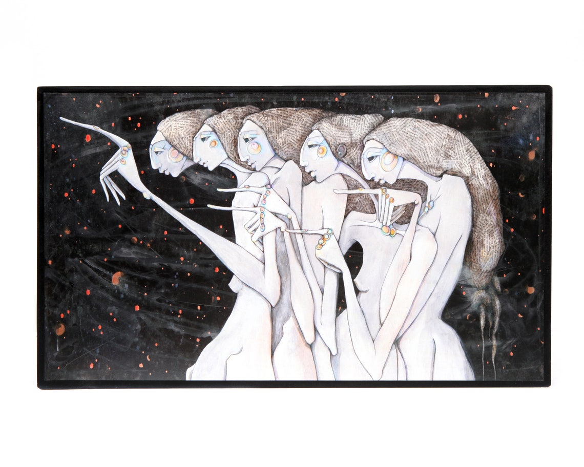 Stylized Gothic Multi Figures Mounted Contemporary Frameless - Etsy