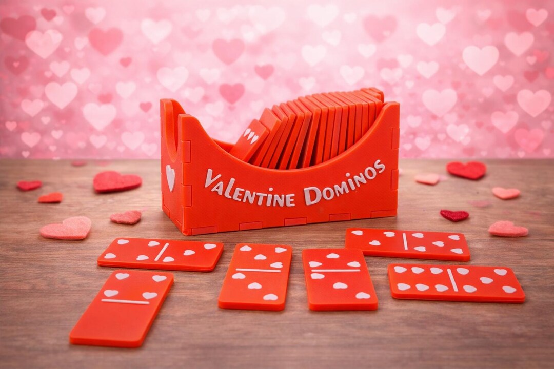 Heart Dominoes Set With 3D Printed Box | Valentine's Day Gift - Etsy