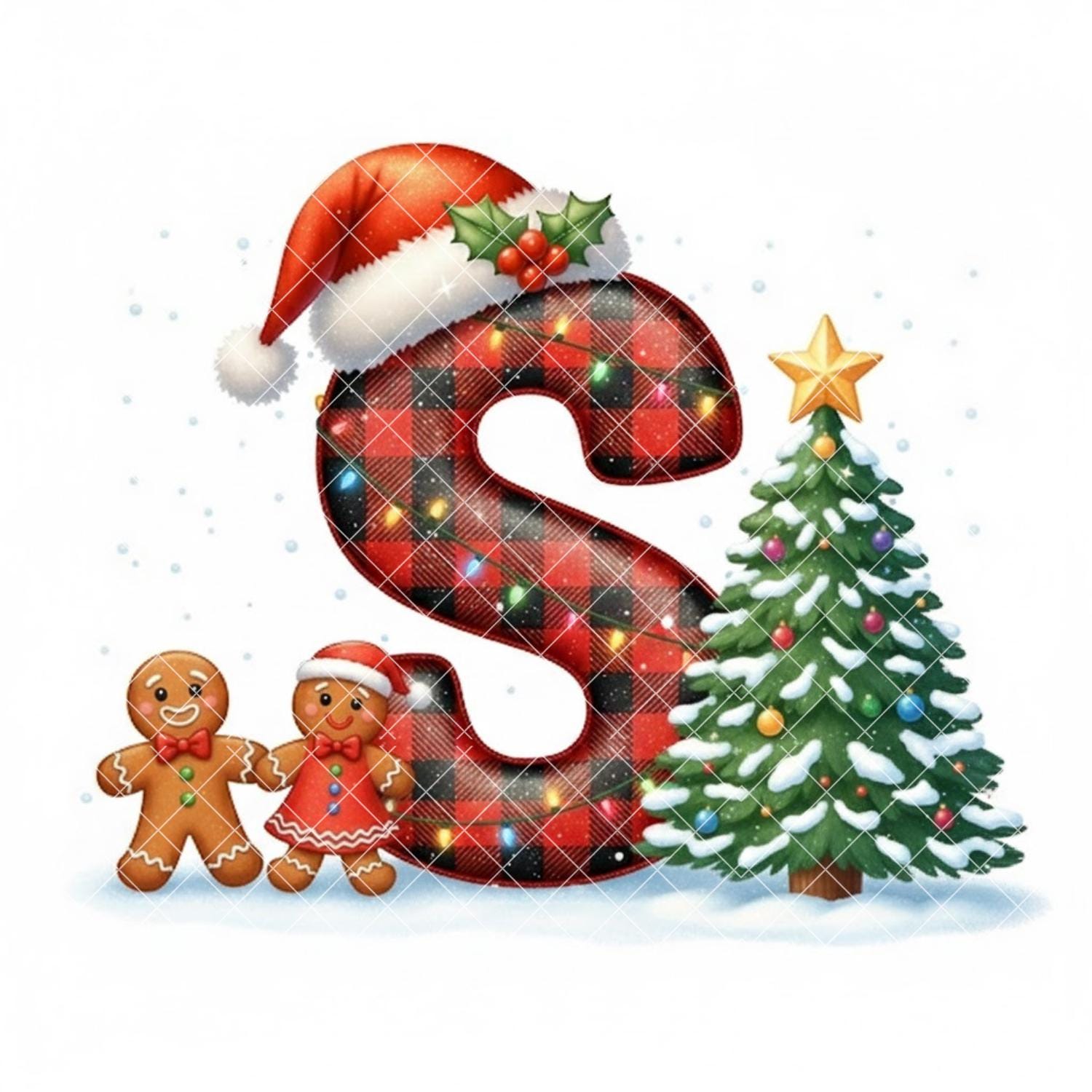 Christmas Alphabet Letter Clipart – Festive Letter PNG Bundle – Santa ...