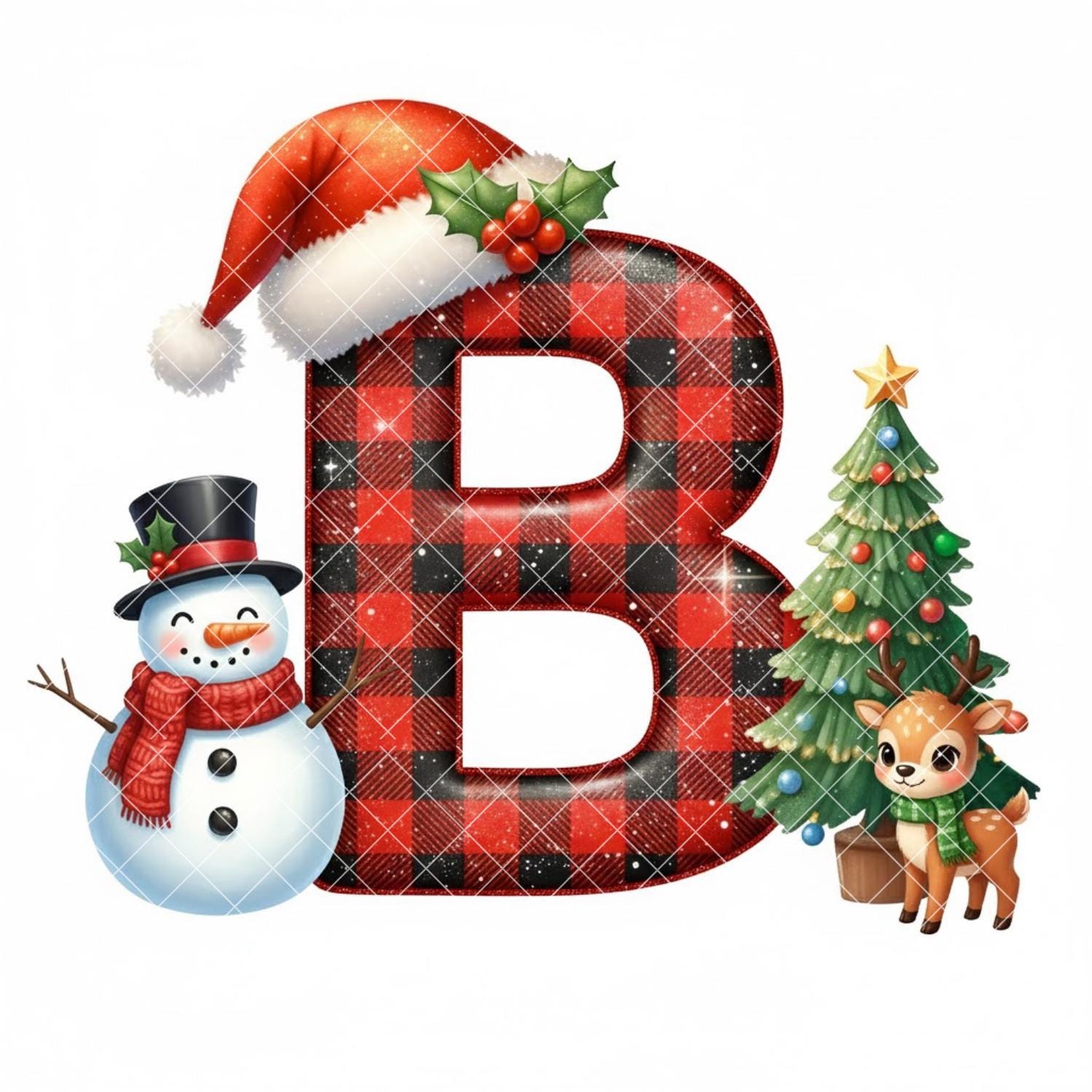 Christmas Alphabet Letter Clipart – Festive Letter PNG Bundle – Santa ...