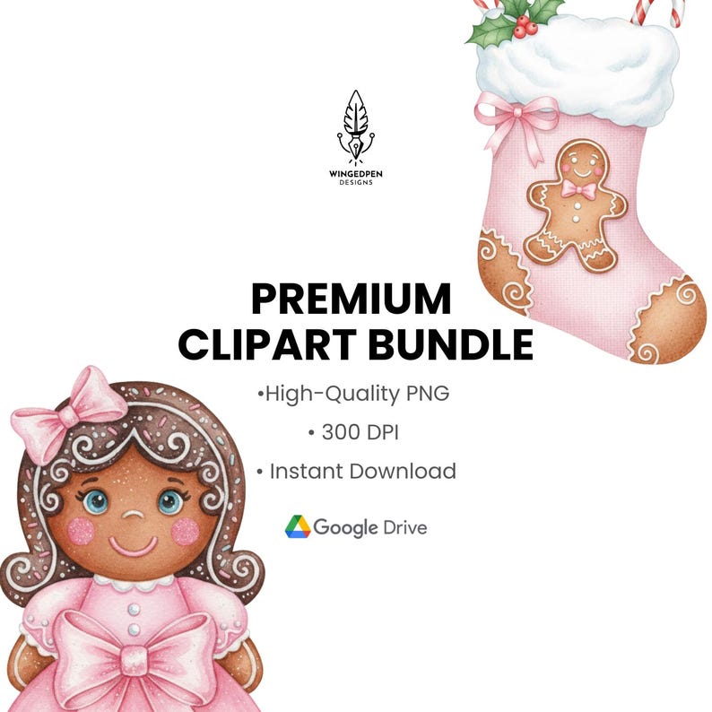 Pink Gingerbread Clipart: Christmas PNG Bundle (32 Files) - Etsy
