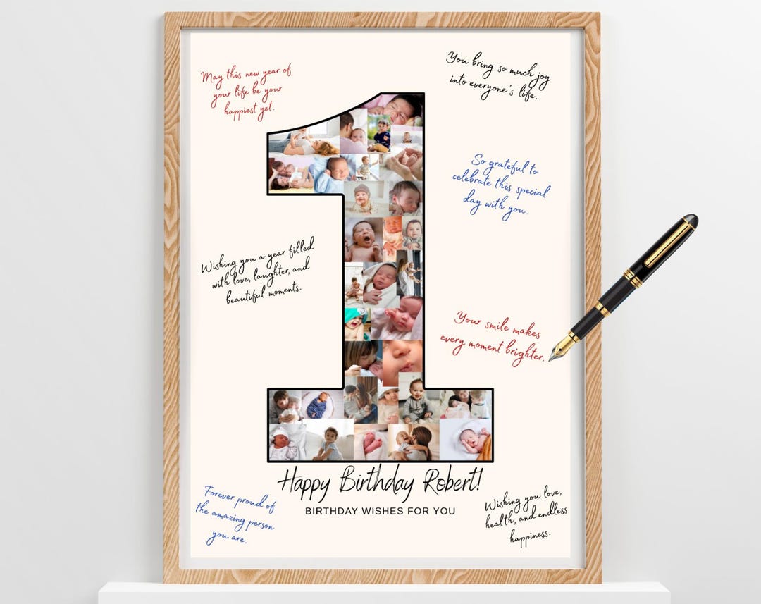 First Birthday Photo Collage Number 1, 1st Birthday Decorations, 1st ...