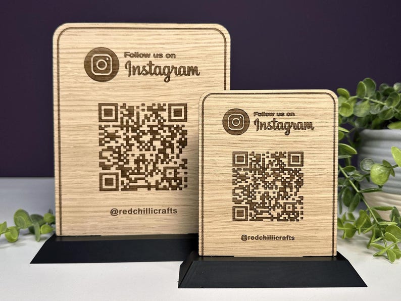 Engraved Instagram QR Code Sign: Wooden Social Media Display - Etsy