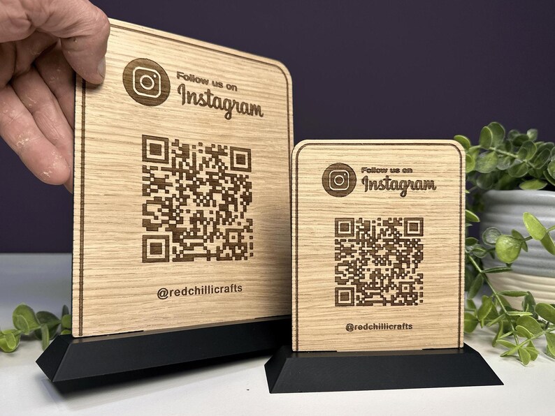 Engraved Instagram QR Code Sign: Wooden Social Media Display - Etsy