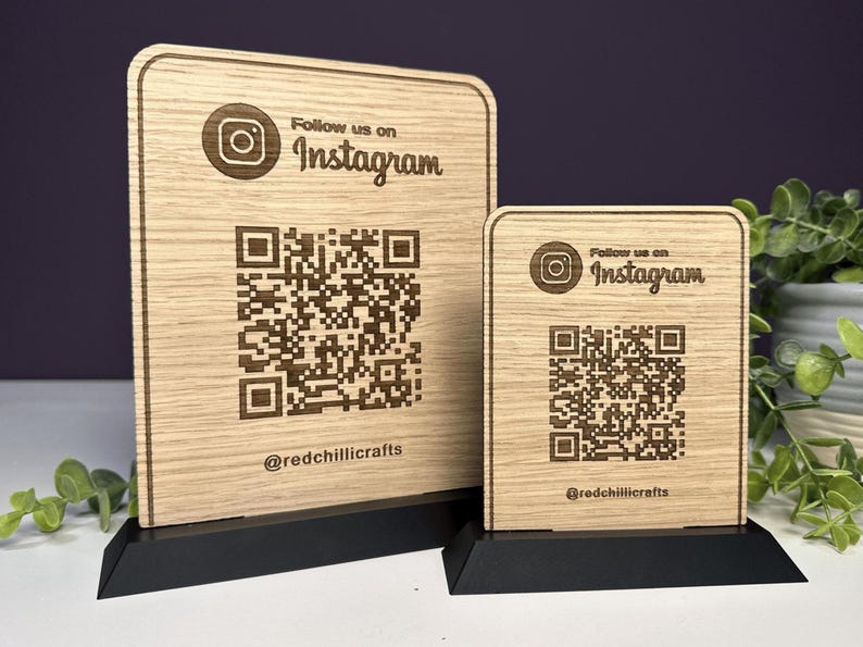 Engraved Instagram QR Code Sign: Wooden Social Media Display - Etsy