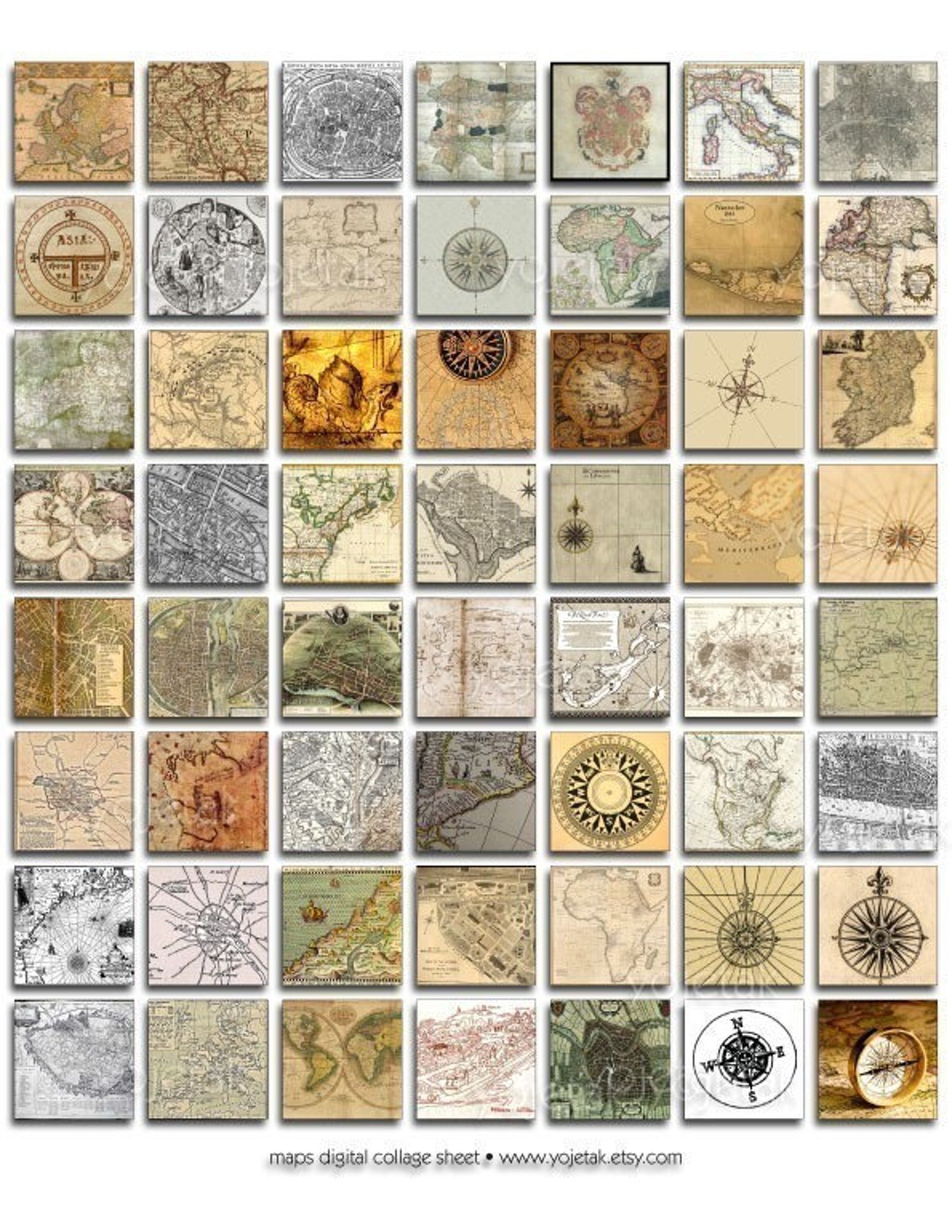 Maps Instant Download 1x1 Inch Square Tiles Digital - Etsy