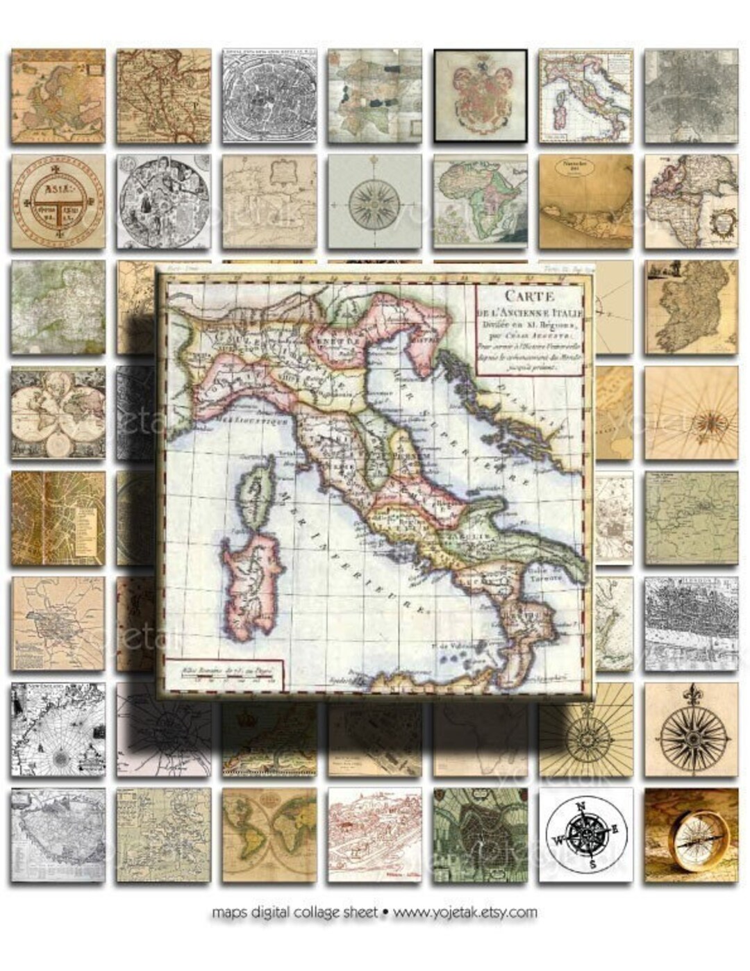 Maps Instant Download 1x1 Inch Square Tiles Digital - Etsy