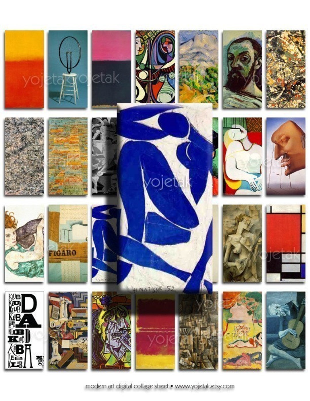 Modern Art Instant Download 1x2 Inch Domino Size Image Tiles, Digital ...