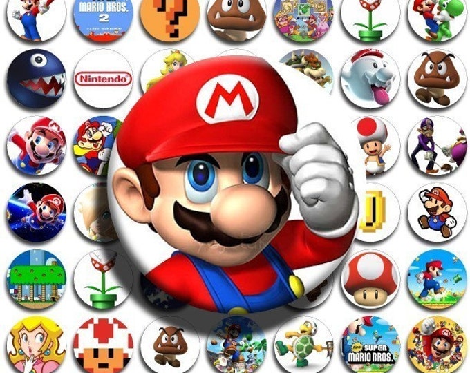 Super Mario Bros. no. 2 1 Inch Circles, Digital Collage Sheet PDF ...