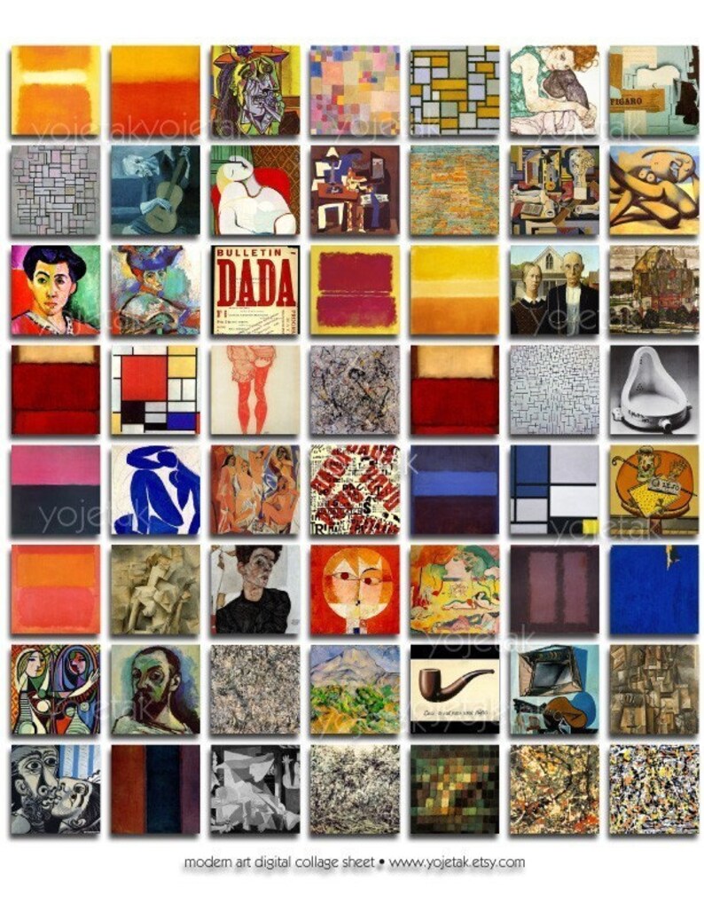 Modern Art Instant Download 1x1 Inch Square Tiles Digital | Etsy