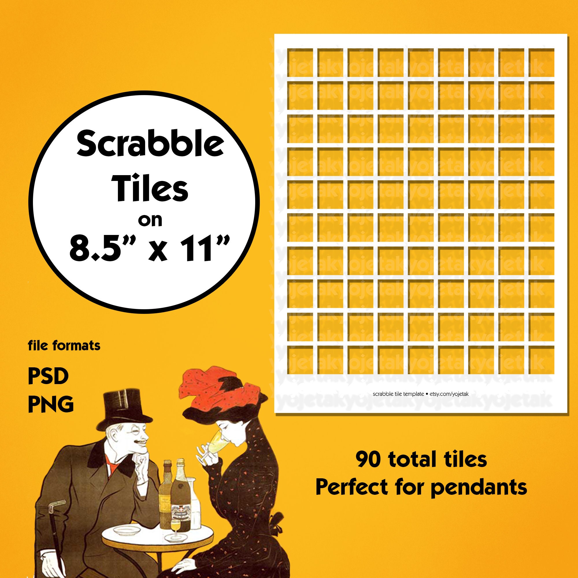 Scrabble Tile TEMPLATE Instant Download Make Your Own Pendant Sheet - Etsy