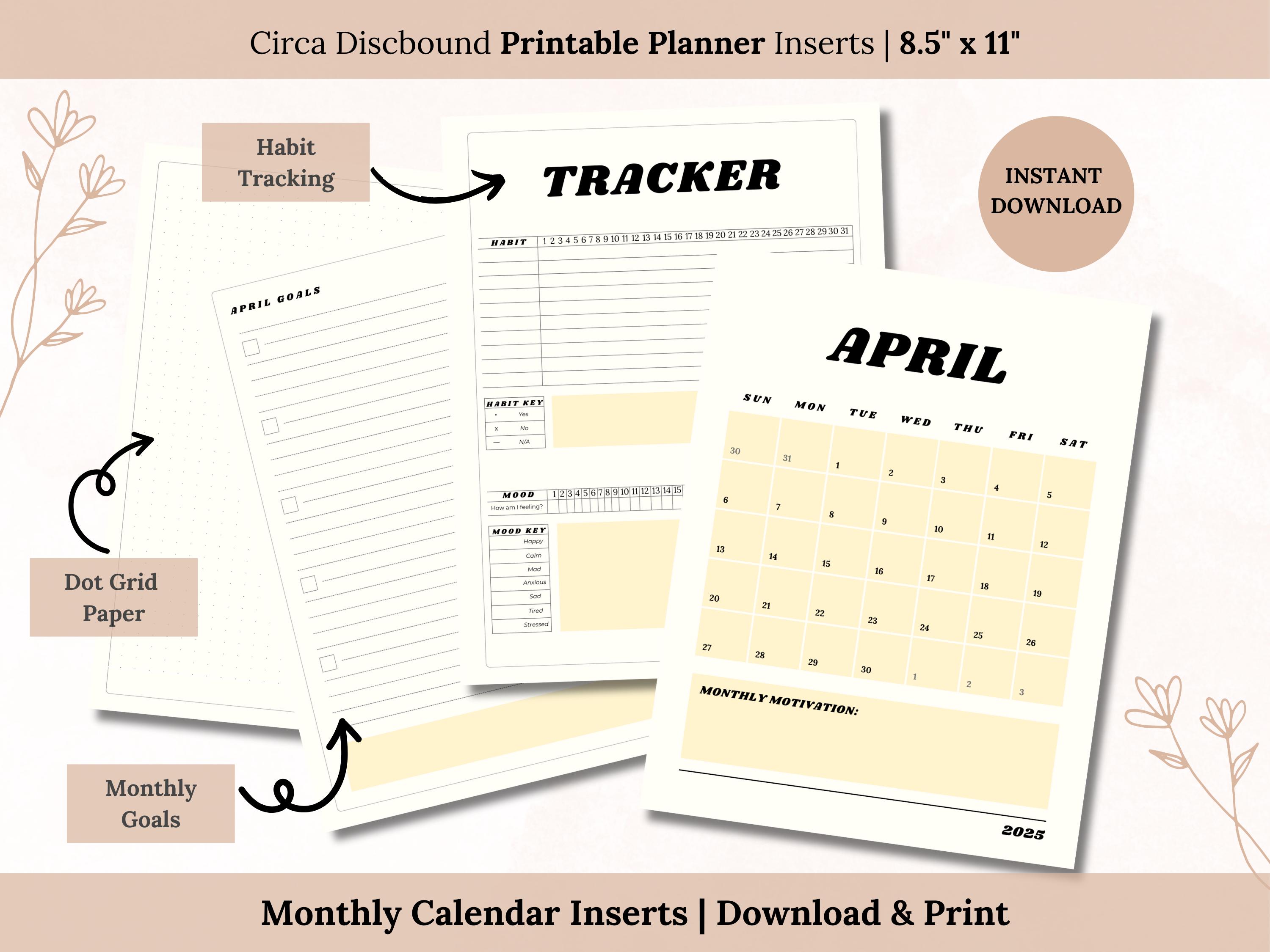 Editable Levenger Circa Discbound Vertical Planner Inserts, Printable ...