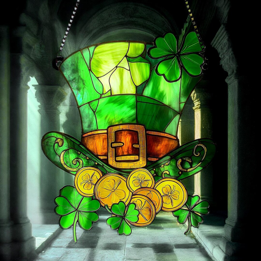 Shamrock Hat Acrylic 2D Hanging Sign – Festive St. Patrick’s Day Window ...