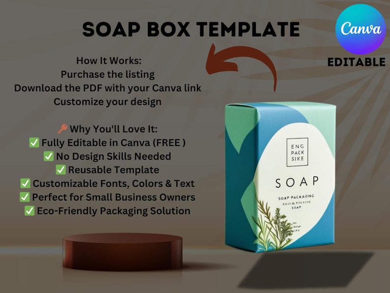 Soap Packaging Box Template Editable in Canva, Printable Soap Packaging ...