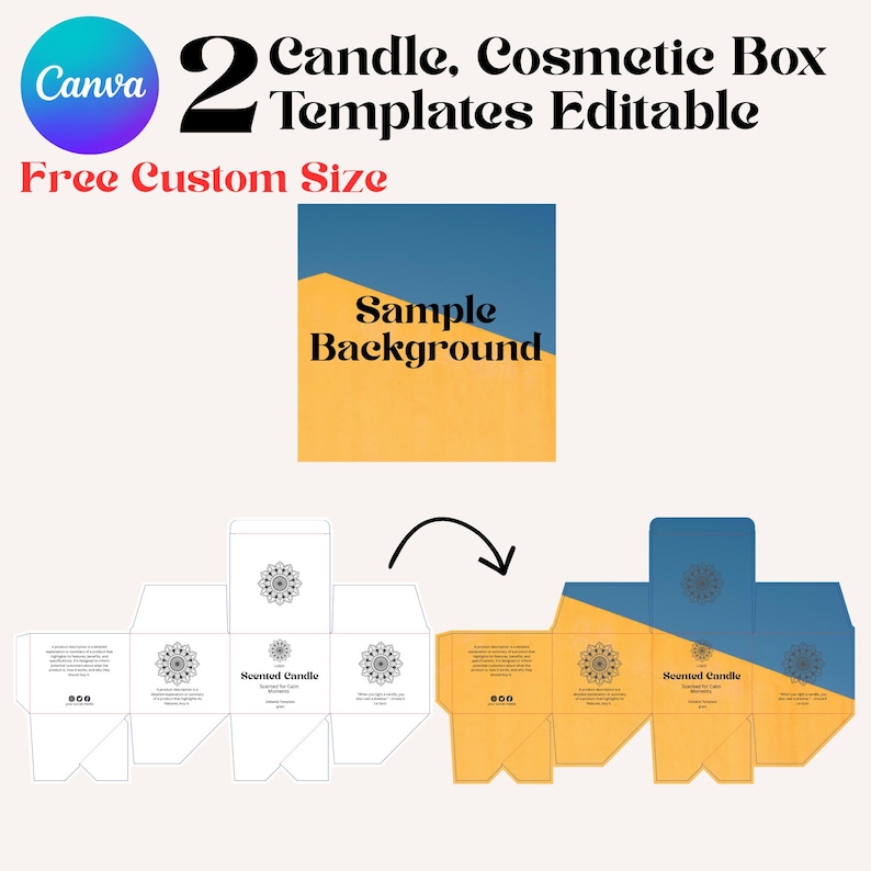Crash Lock Box Packaging Template, Editable Candle & Cosmetic Box for ...