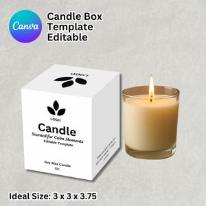 Editable Candle Box Template for Canva, Luxury Packaging for Handmade ...